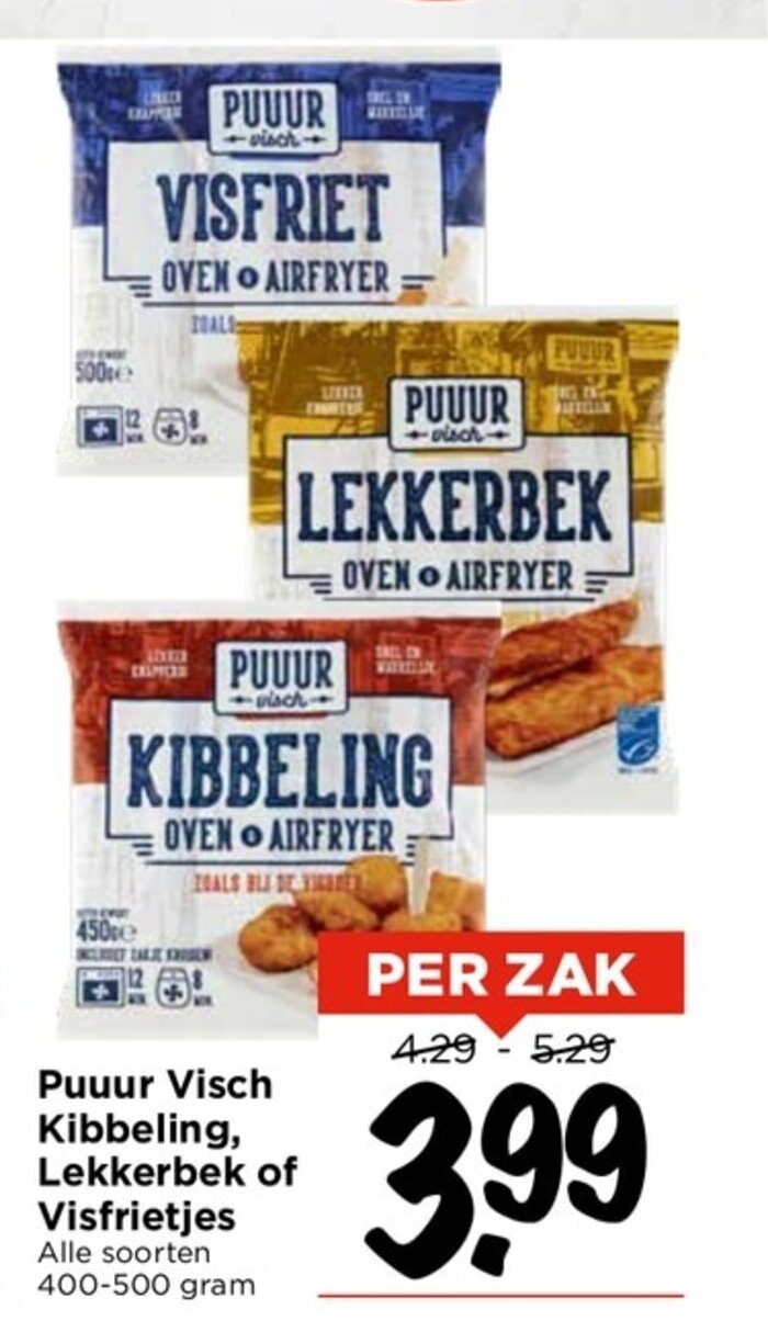 Puuur Visch Kibbeling, Lekkerbek of Visfrietjes Alle soorten 400-500 ...