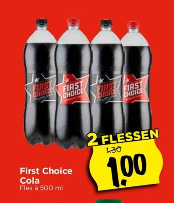 First Choice Cola 2 flessen aanbieding bij Vomar Voordeelmarkt