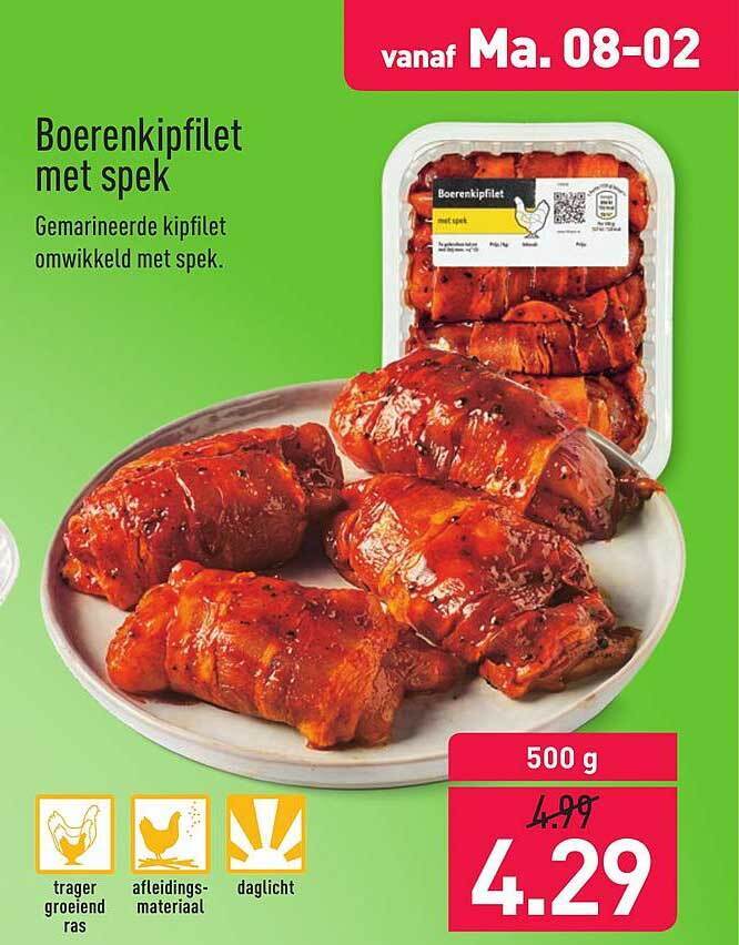 Boerenkipfilet Met Spek 500g aanbieding bij ALDI