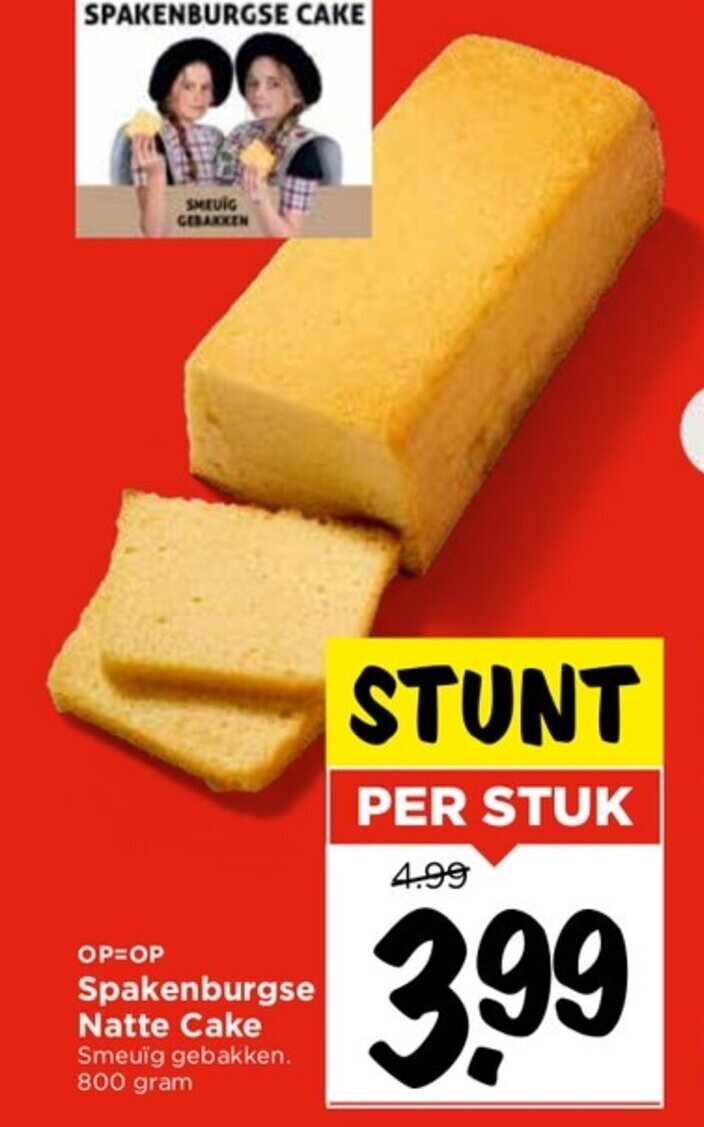 Spakenburgse Natte Cake Smeuïg gebakken. 800 gram aanbieding bij Vomar