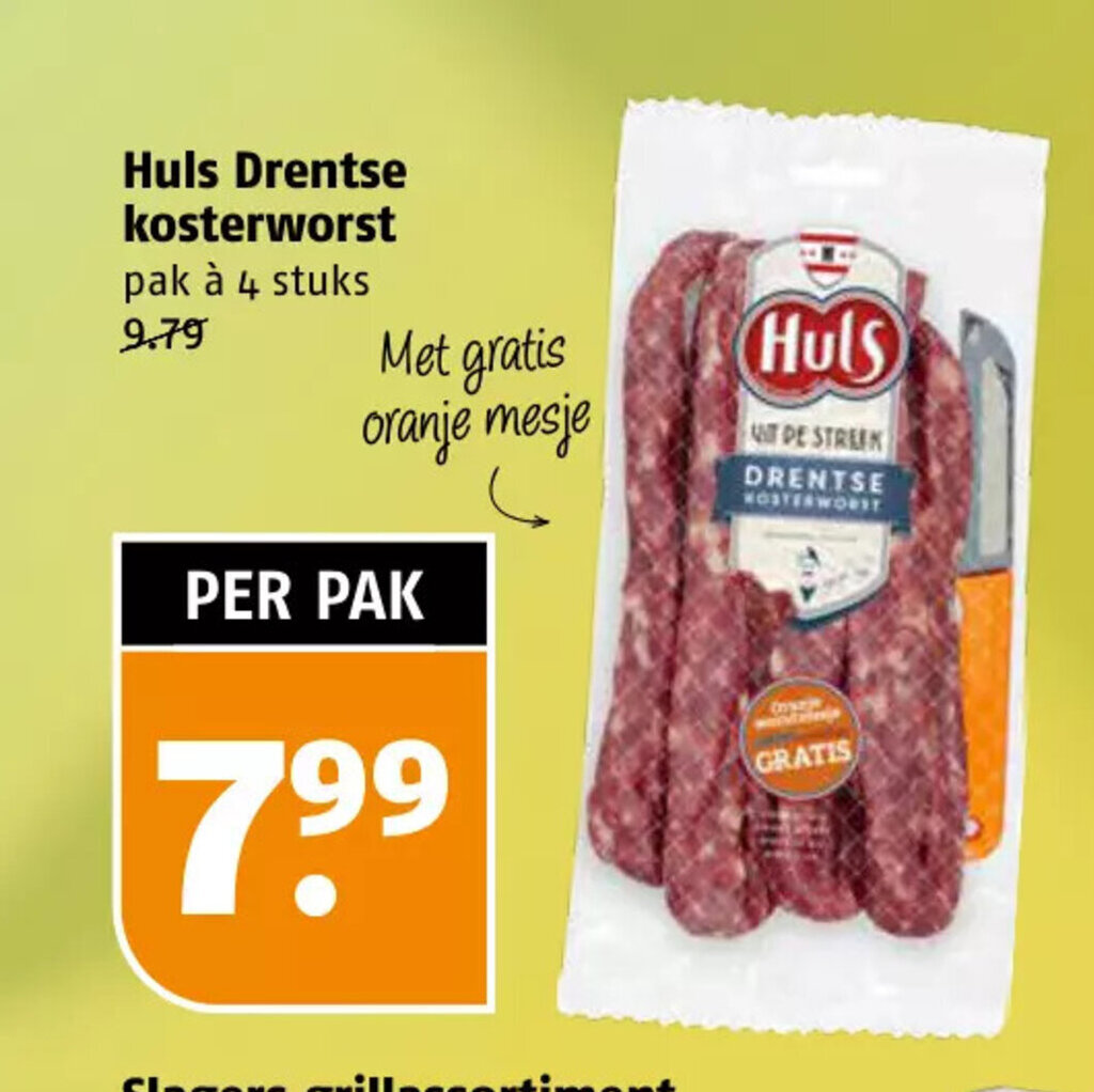 Huls Drentse kosterworst pak à 4 stuks aanbieding bij Poiesz