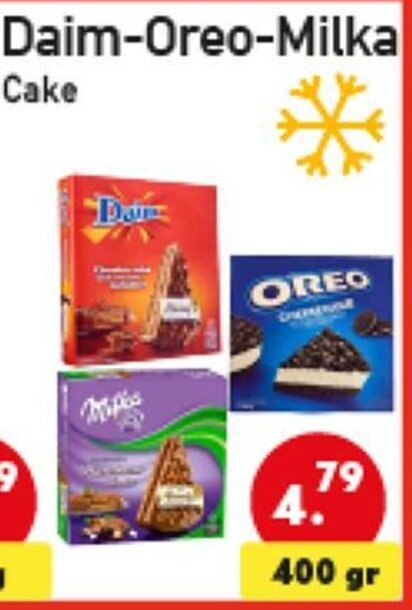Daim-Oreo-Milka cake 400gr aanbieding bij Tanger Markt