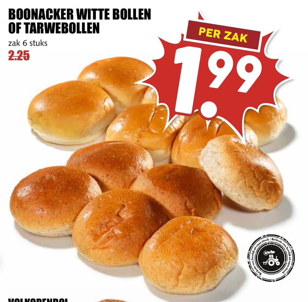 BOONACKER WITTE BOLLEN OF TARWEBOLLEN zak 6 stuks aanbieding bij De ...