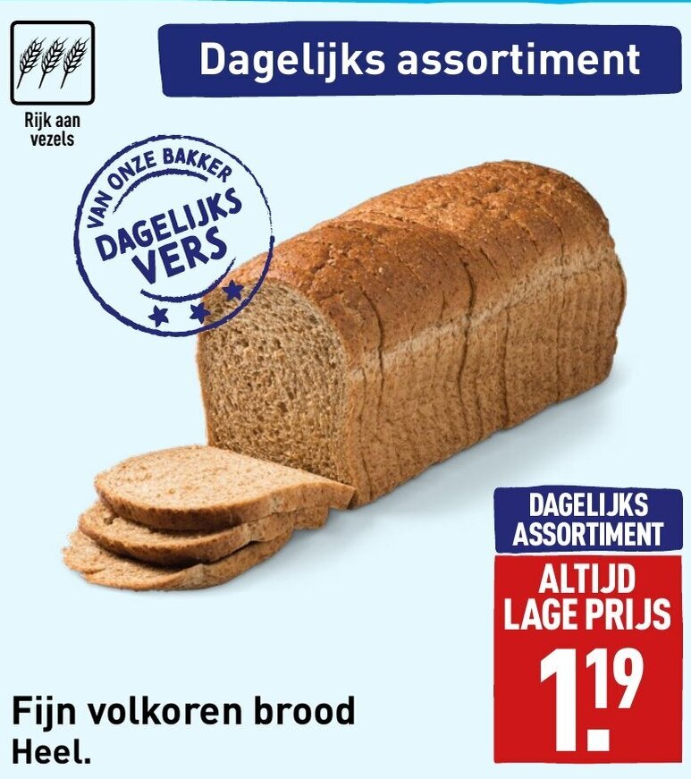 Fijn volkoren brood Heel aanbieding bij ALDI