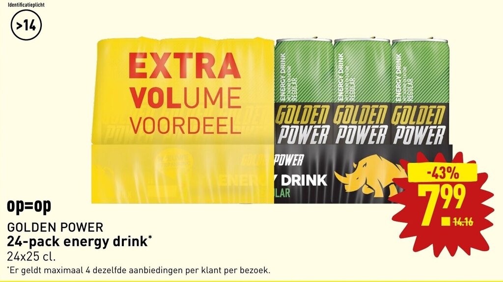 GOLDEN POWER energy drink 24x25 cl aanbieding bij ALDI