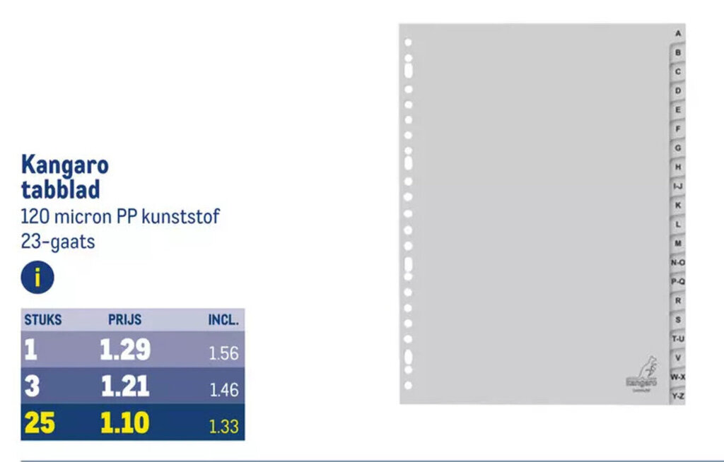 Kangaro tabblad aanbieding bij Makro
