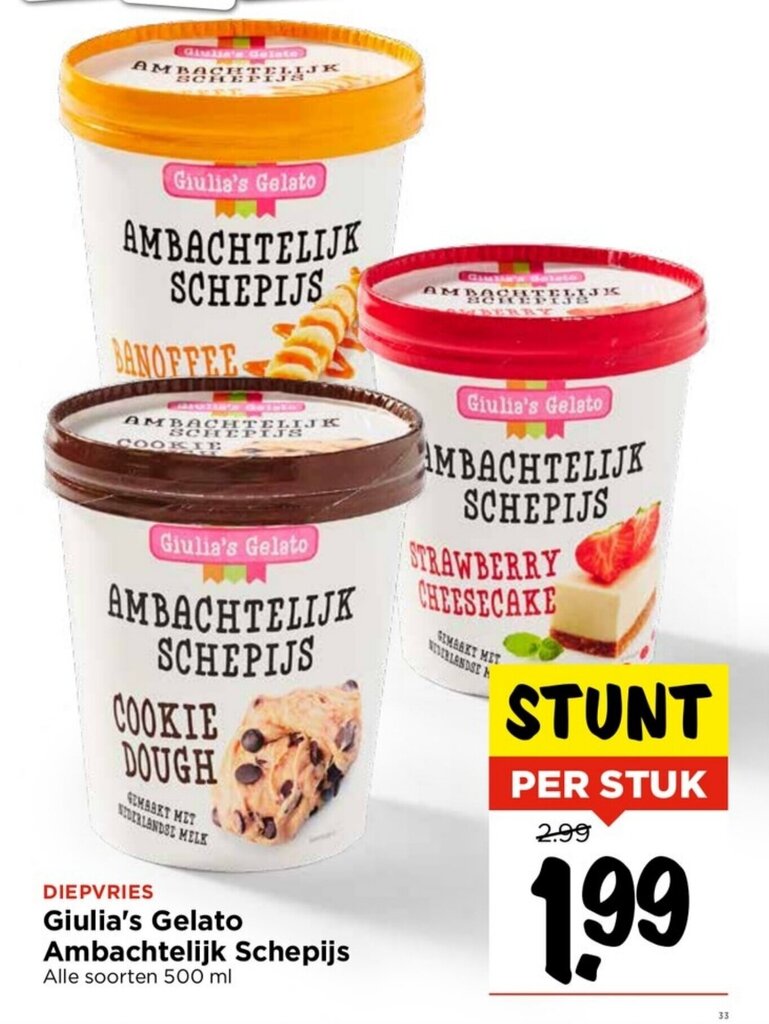 DIEPVRIES Giulia's Gelato Ambachtelijk Schepijs Alle soorten 500 ml aanbieding bij Vomar ...