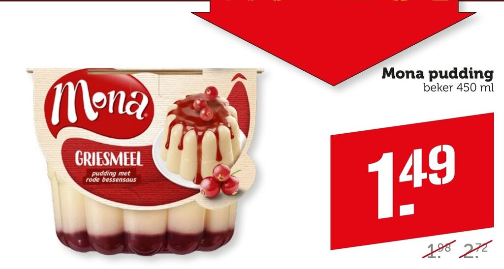 Mona pudding beker 450 ml aanbieding bij Coop