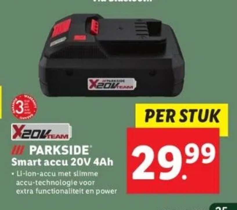 III PARKSIDE Smart accu 20V 4Ah aanbieding bij Lidl