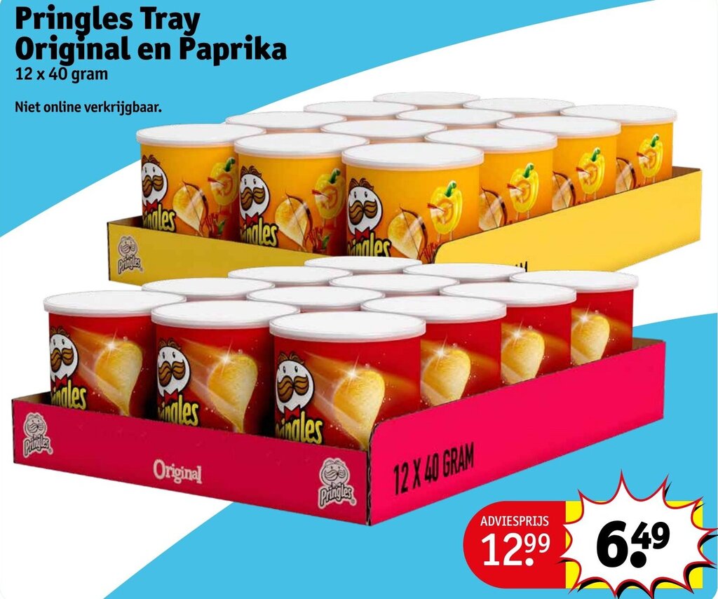 Pringles Tray Original en Paprika 12 x 40 gram aanbieding bij Kruidvat
