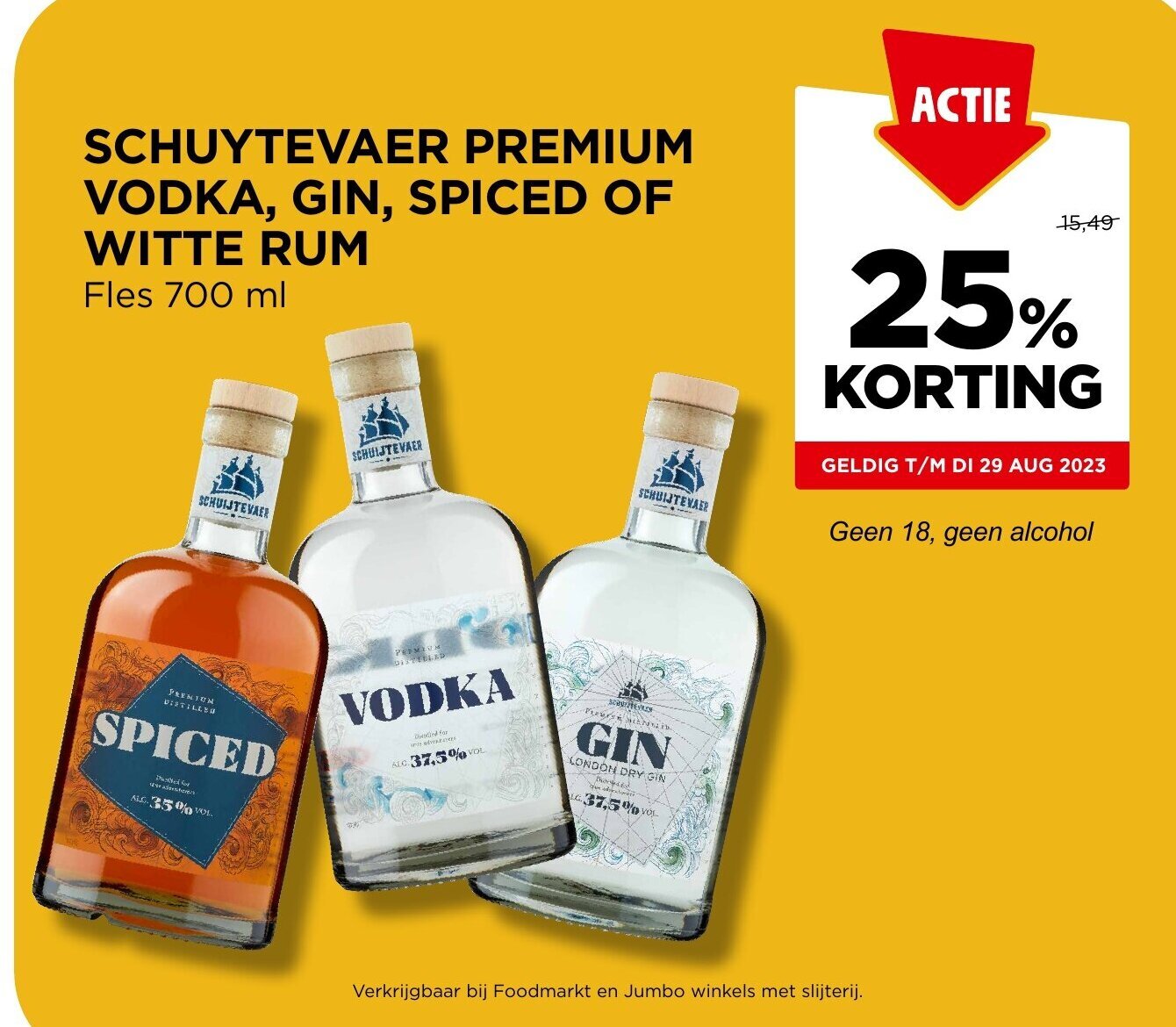 SCHUYTEVAER PREMIUM VODKA, GIN, SPICED OF WITTE RUM Fles 700 ml ...