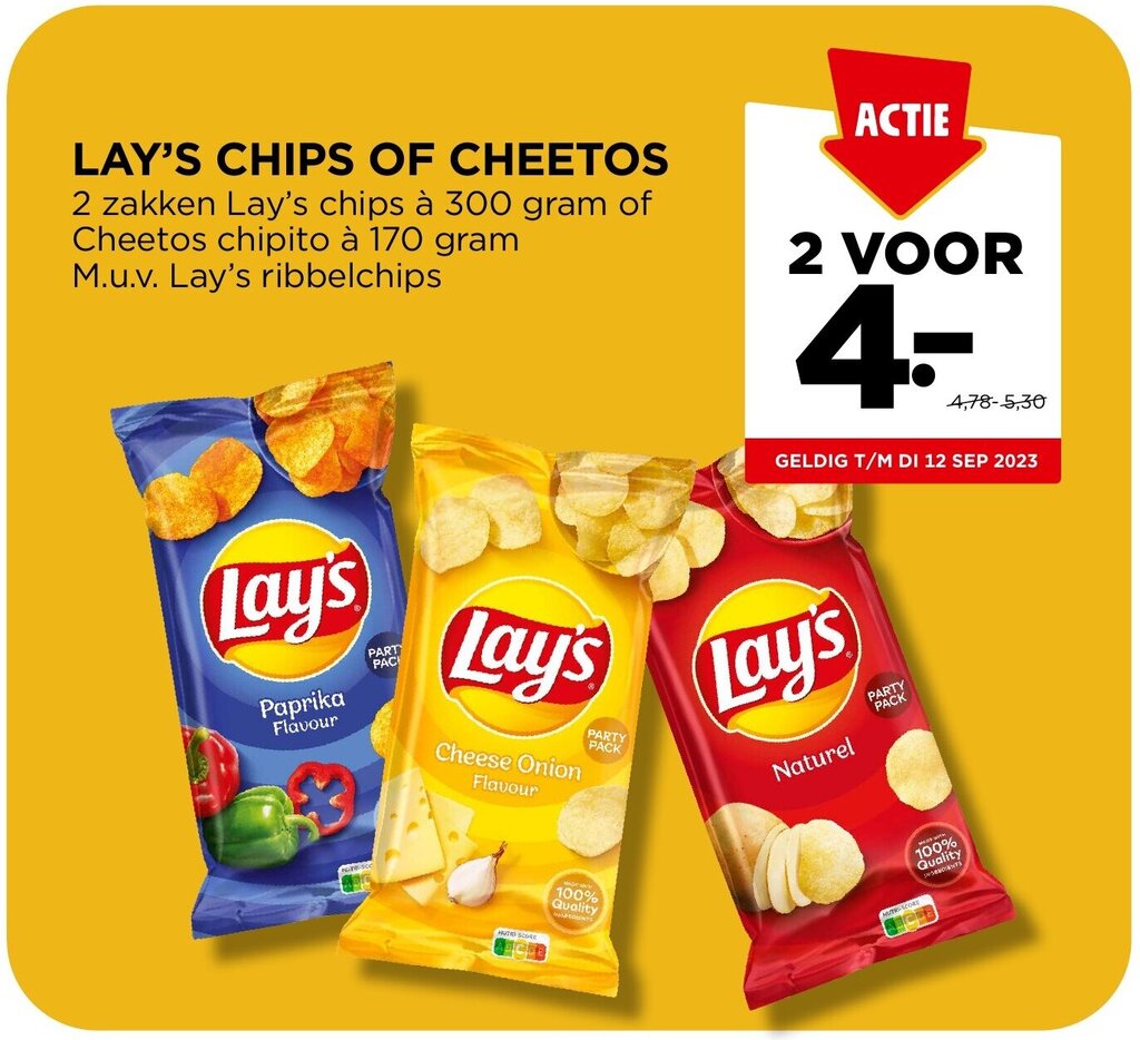 LAY'S CHIPS OF CHEETOS 2 zakken Lay's chips à 300 gram of Cheetos ...