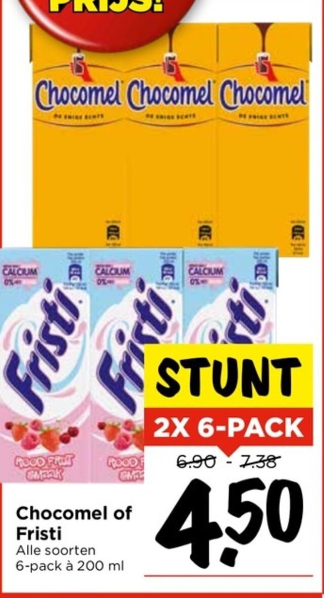 Chocomel of Fristi Alle soorten 6-pack à 200 ml aanbieding bij Vomar