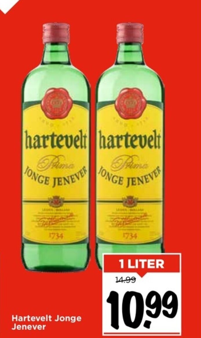 Hartevelt Jonge Jenever 1 LITER aanbieding bij Vomar