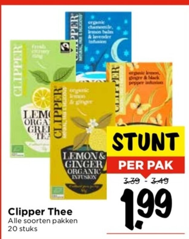 Clipper Thee Alle soorten pakken 20 stuks aanbieding bij Vomar ...