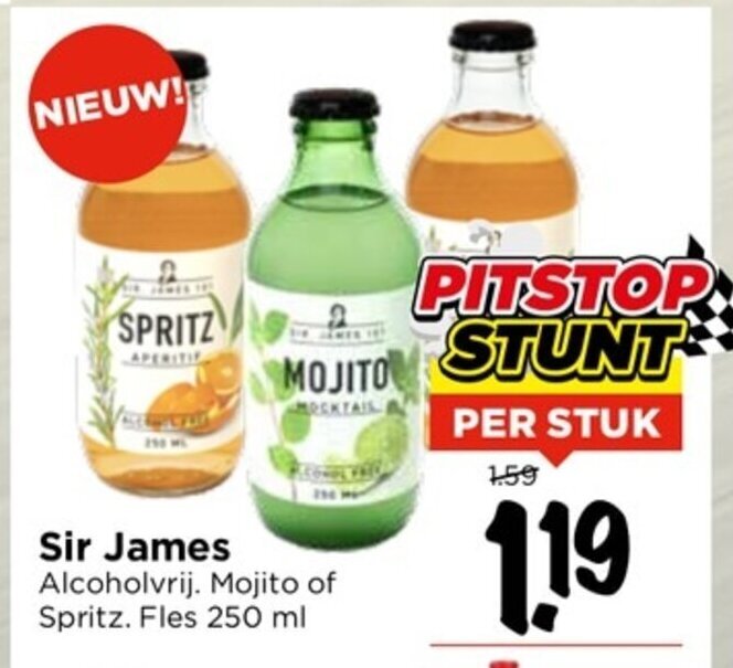 Sir James Alcoholvrij. Mojito of Spritz. Fles 250 ml aanbieding bij ...