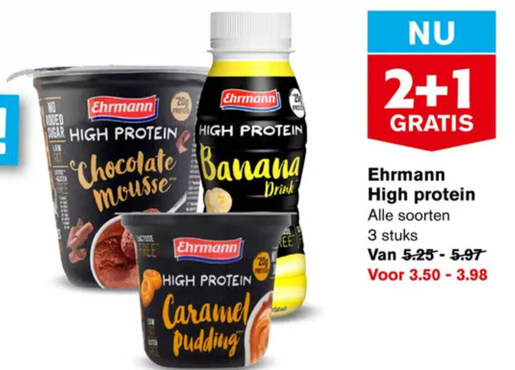 Ehrmann High protein Alle soorten 3 stuks 2+1 gratis aanbieding bij ...