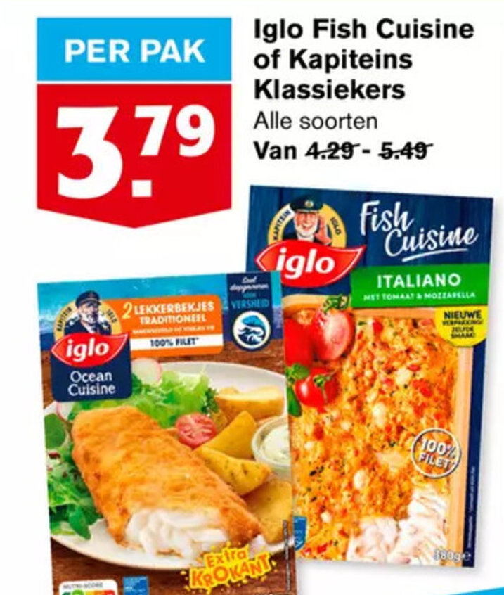 Iglo Fish Cuisine of Kapiteins Klassiekers Alle soorten aanbieding bij ...
