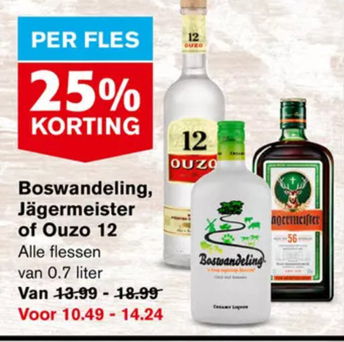 Boswandeling, Jägermeister of Ouzo 12 Alle flessen van 0.7 liter ...