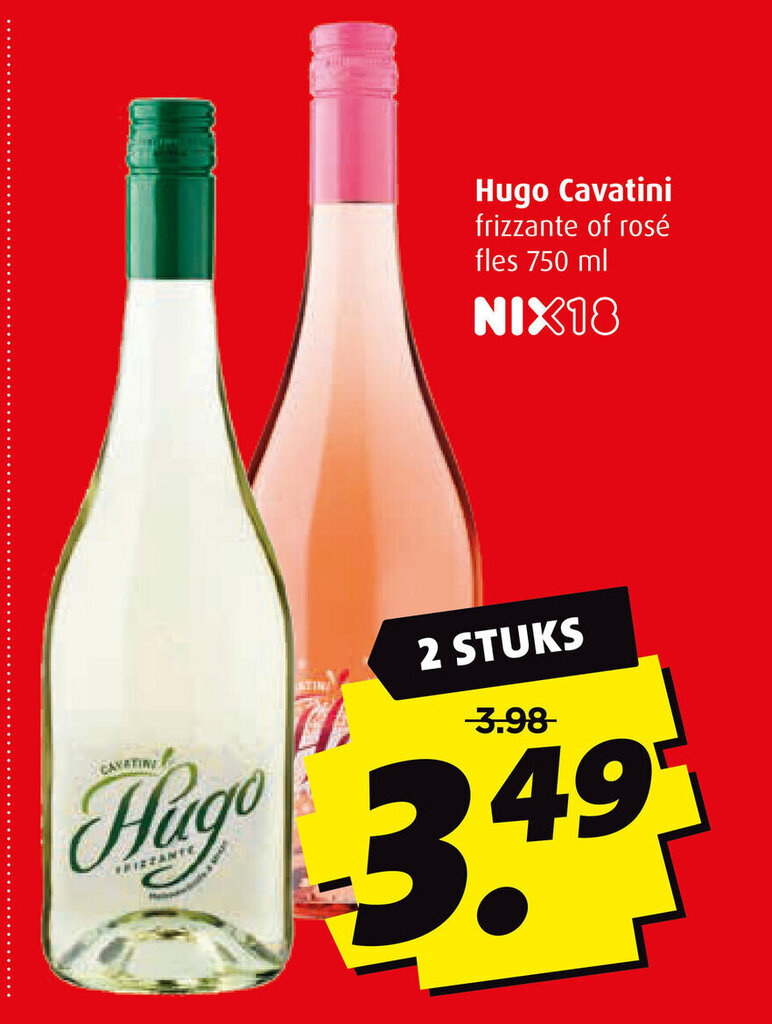 Hugo Cavatini frizzante of rosé fles 750 ml aanbieding bij Boni