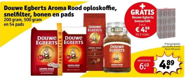 Douwe egberts aroma rood oploskoffie, snelfilter, bonen en pads ...