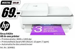 Hp envy 6420e all-in-one printer aanbieding bij MediaMarkt