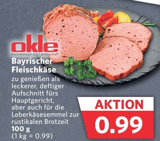 okle Bayrischer Fleischkäse 100g aanbieding bij Combi Markt
