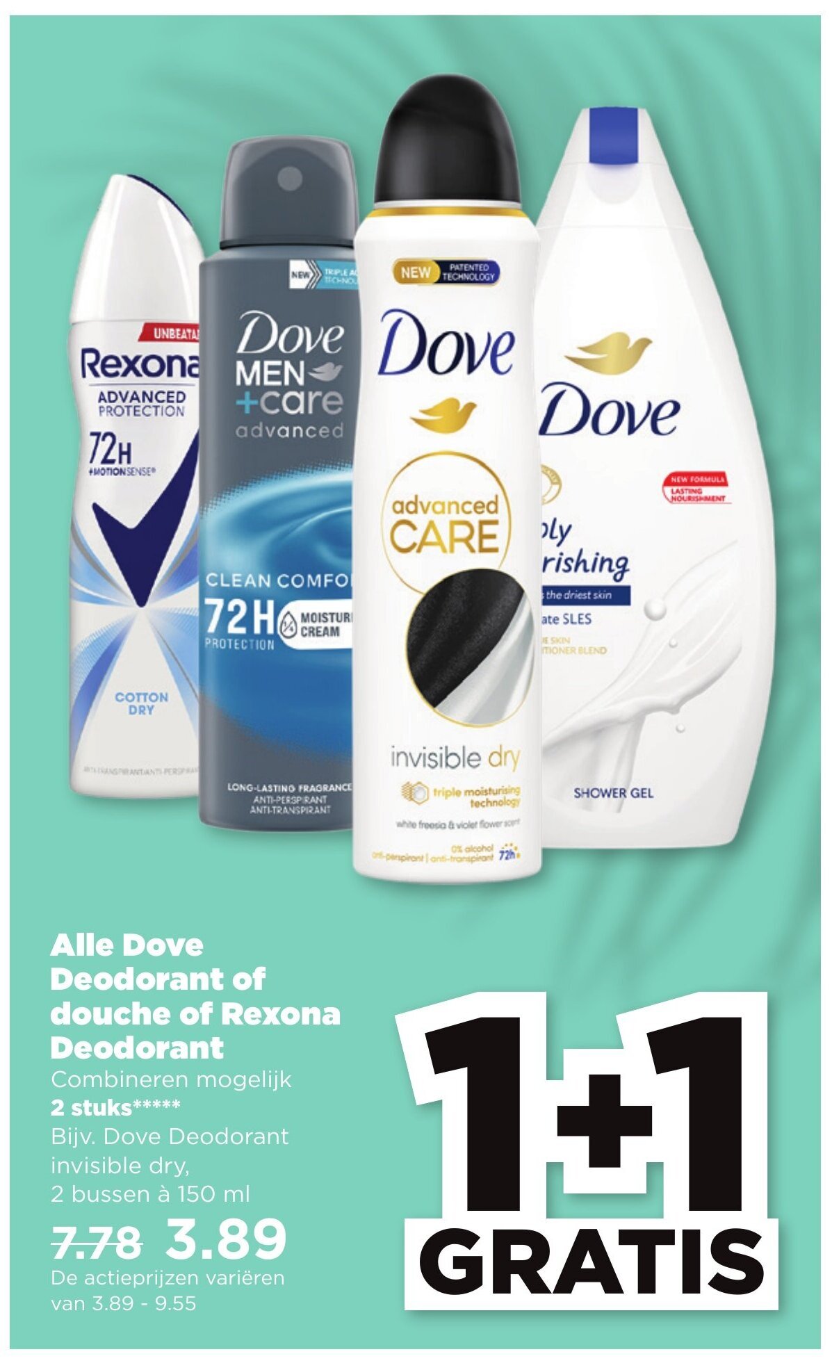 Alle Dove Deodorant of douche of Rexona Deodorant aanbieding bij Plus ...
