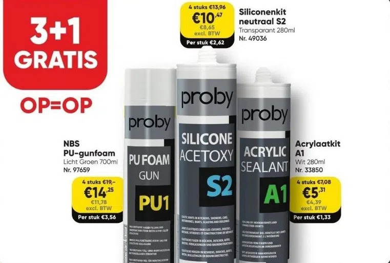 Siliconenkit diverse soorten aanbieding bij Toolstation