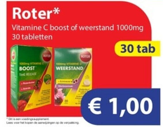 Roter* Vitamine C boost of weerstand 1000mg 30 tabletten aanbieding bij ...