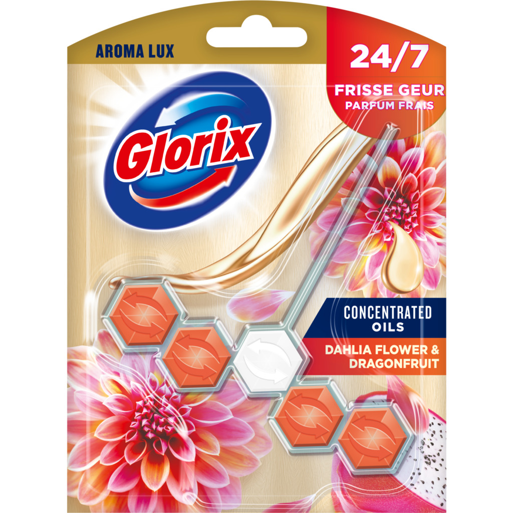 Glorix toiletblok aroma lux dahlia flower & dragonfruit aanbieding bij ...