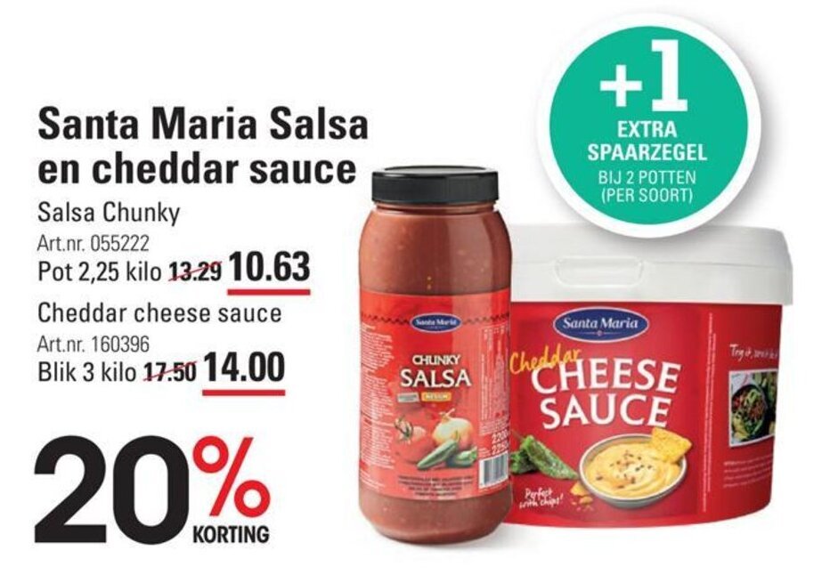 Santa Maria Salsa en cheddar sauce aanbieding bij Sligro