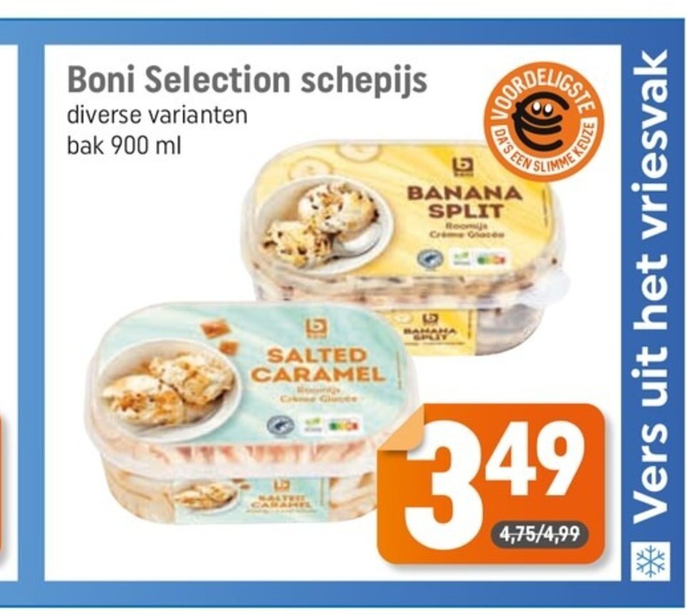 Boni Selection schepijs bak 900 ml aanbieding bij Dagwinkel