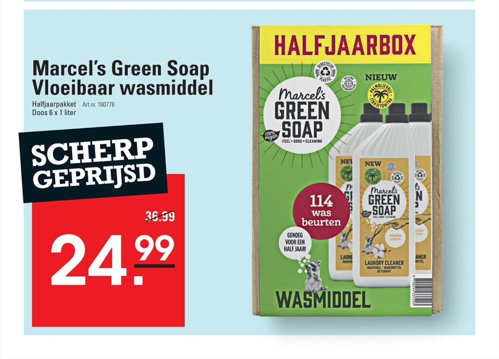 Marcel's Green Soap Vloeibaar wasmiddel aanbieding bij Sligro