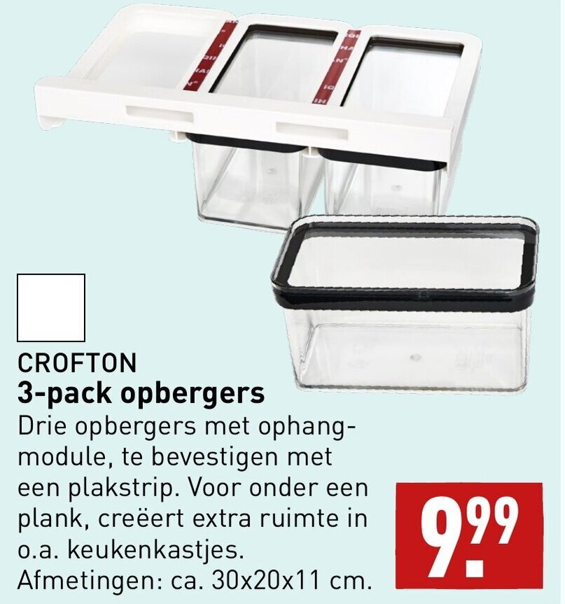 CROFTON 3-pack opbergers aanbieding bij ALDI