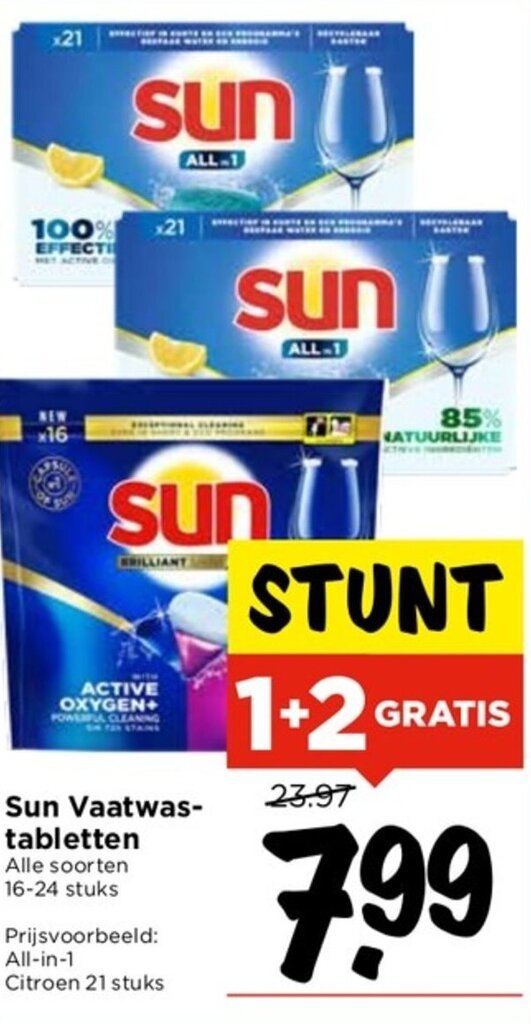 Sun Vaatwas-tabletten Alle soorten 16-24 stuks 1+2 Gratis aanbieding ...