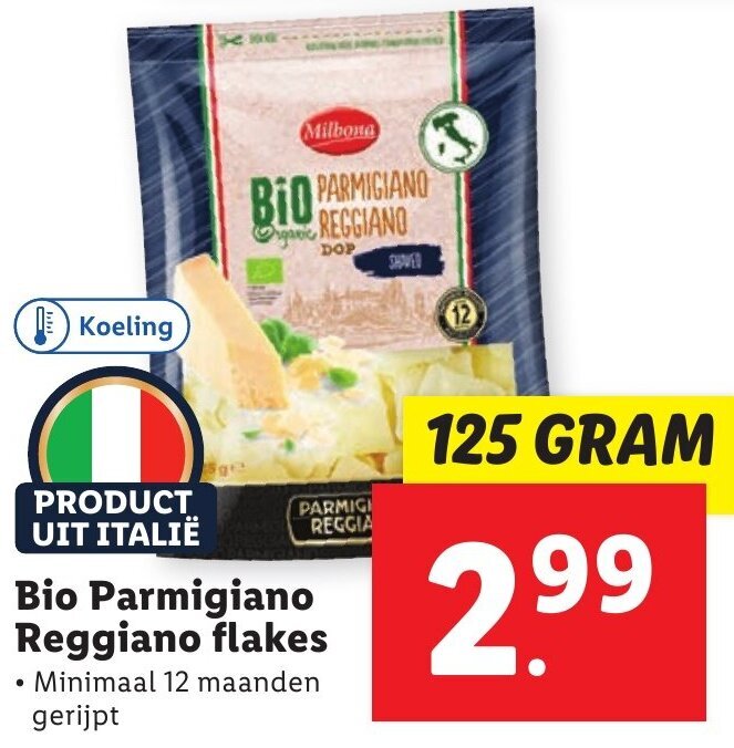 Bio Parmigiano Reggiano flakes 125g aanbieding bij Lidl