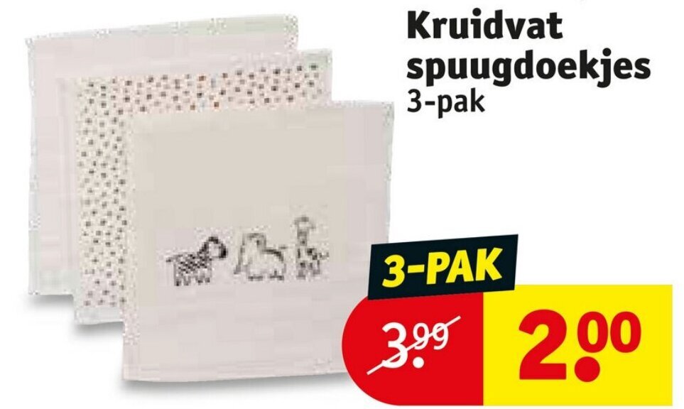Kruidvat spuugdoekjes 3-pak aanbieding bij Kruidvat