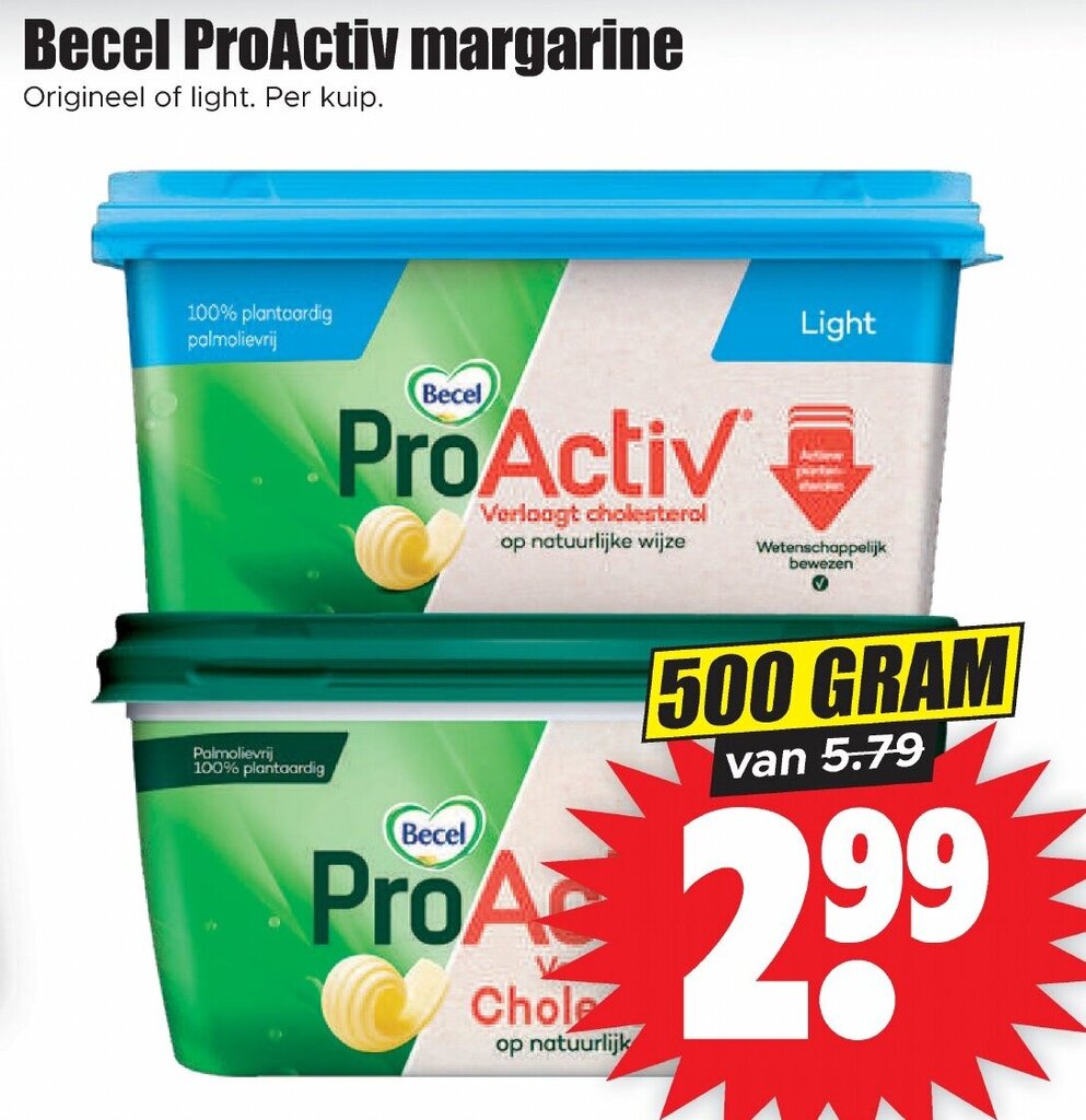 Becel ProActiv margarine 500g aanbieding bij Dirk