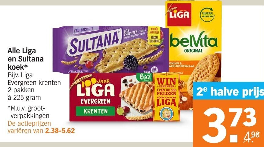 Alle Liga en Sultana koek* 225g aanbieding bij Albert Heijn