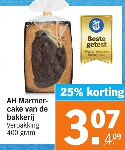 AH Marmer-cake van de bakkerij Verpakking 400 gram aanbieding bij ...