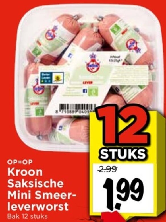 Kroon Saksische Mini Smeer-leverworst aanbieding bij Vomar