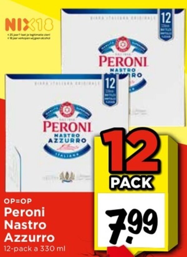 Peroni Nastro Azzurro 12-pack a 330 ml aanbieding bij Vomar Voordeelmarkt