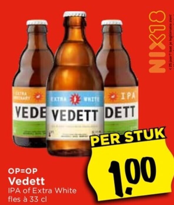 Vedett 33 cl aanbieding bij Vomar Voordeelmarkt
