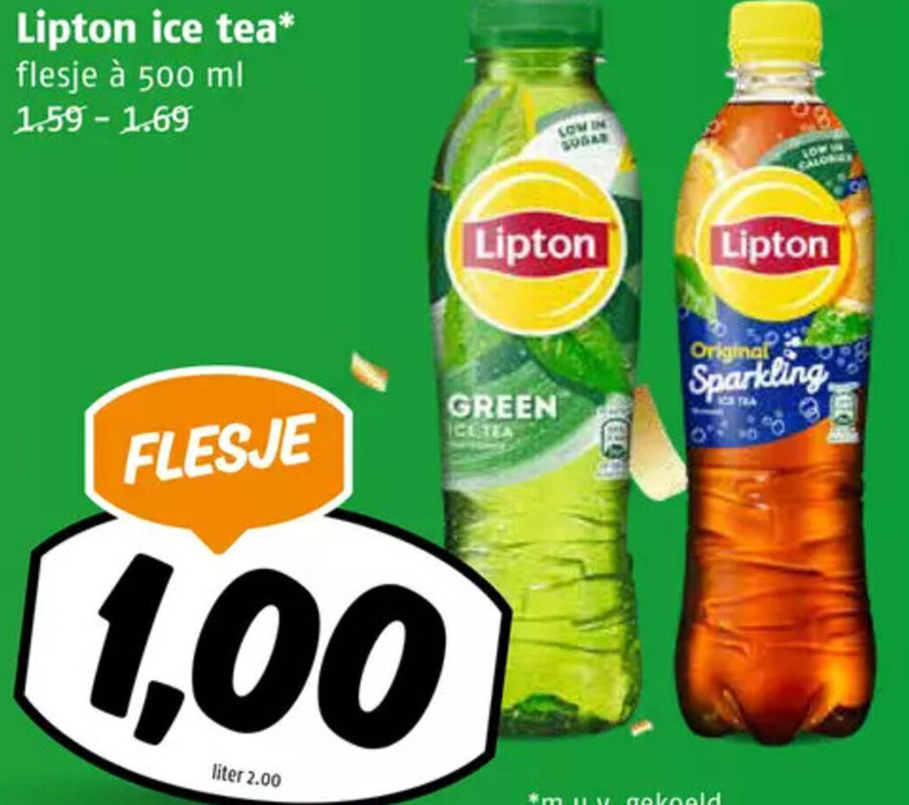 Lipton ice tea* flesje à 500 ml aanbieding bij Poiesz