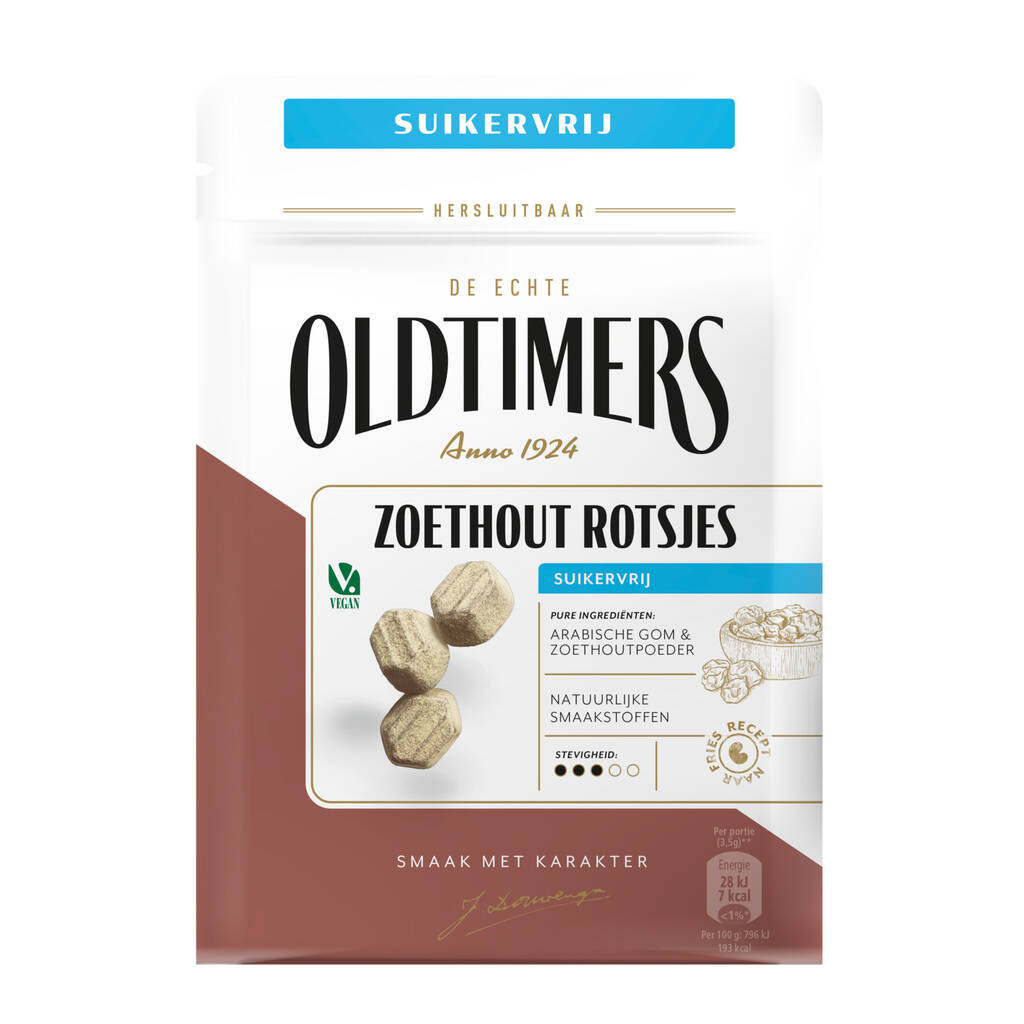 Oldtimers zoethout rotsjes suikervrij aanbieding bij Dekamarkt