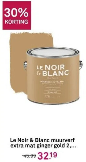Le noir & blanc muurverf extra mat ginger gold 2,5 liter aanbieding bij ...