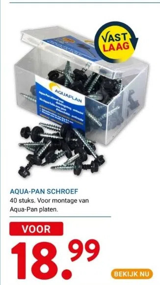 40 stuks. voor montage van aqua-pan platen. aanbieding bij Kluswijs