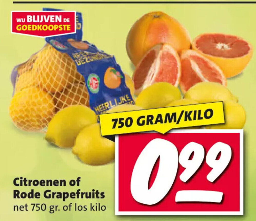 Citroenen of Rode Grapefruits net 750 gr. of los kilo aanbieding bij ...