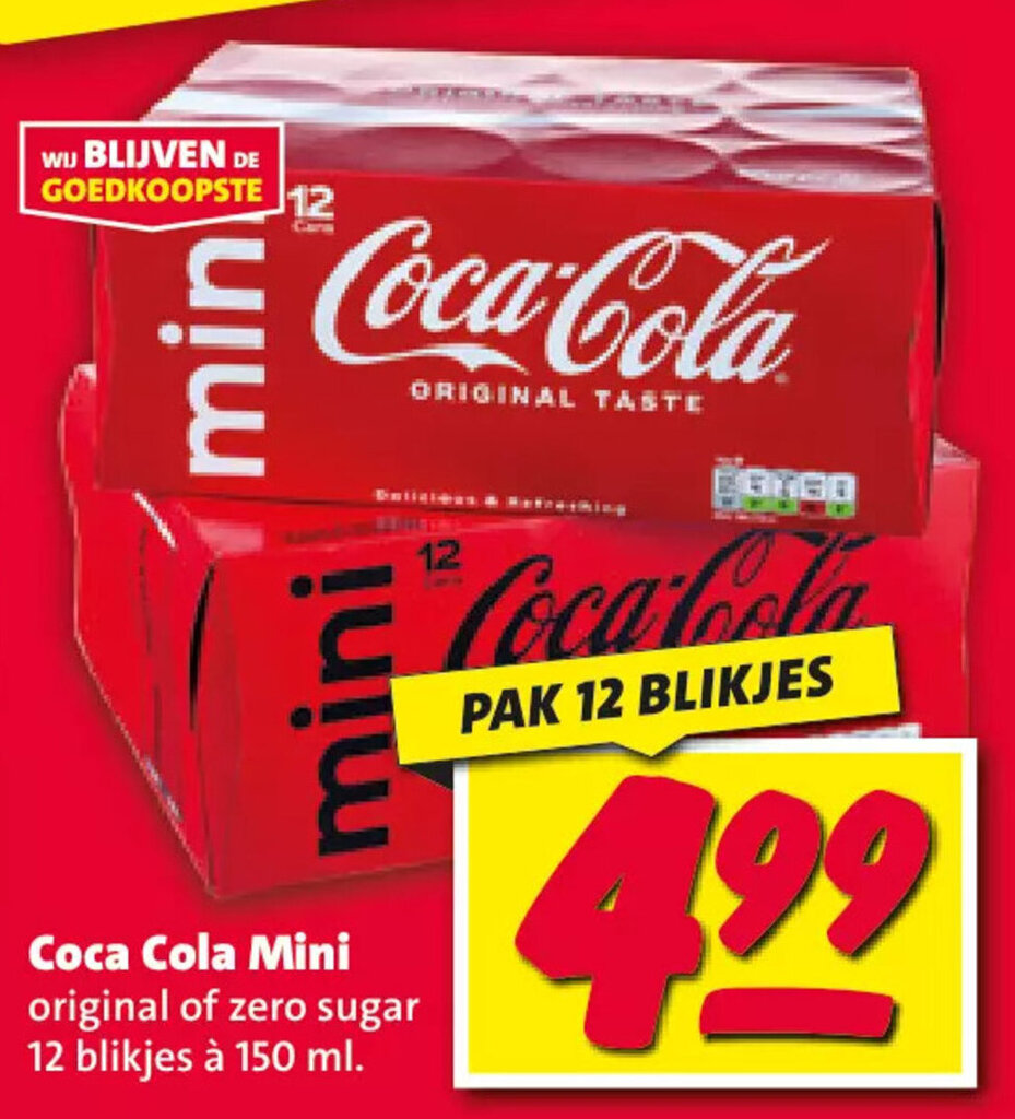 Coca Cola Mini pak 12 blikjes aanbieding bij Nettorama